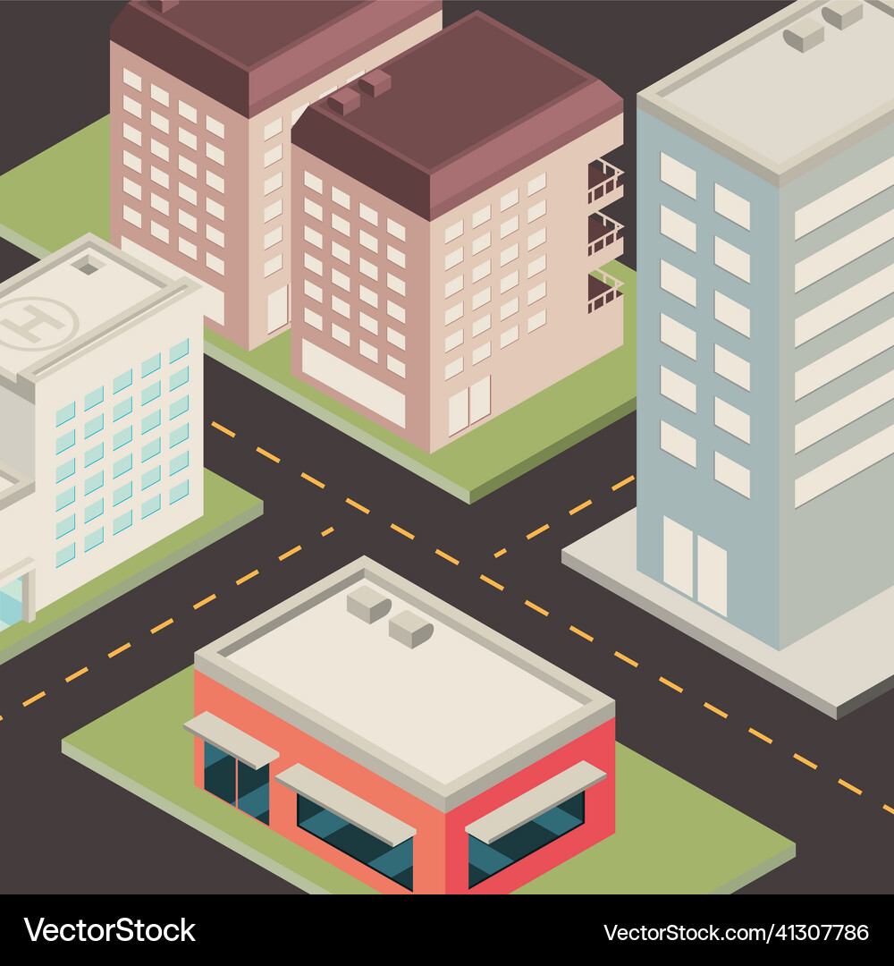 Isometric view of the city Royalty Free Vector Image