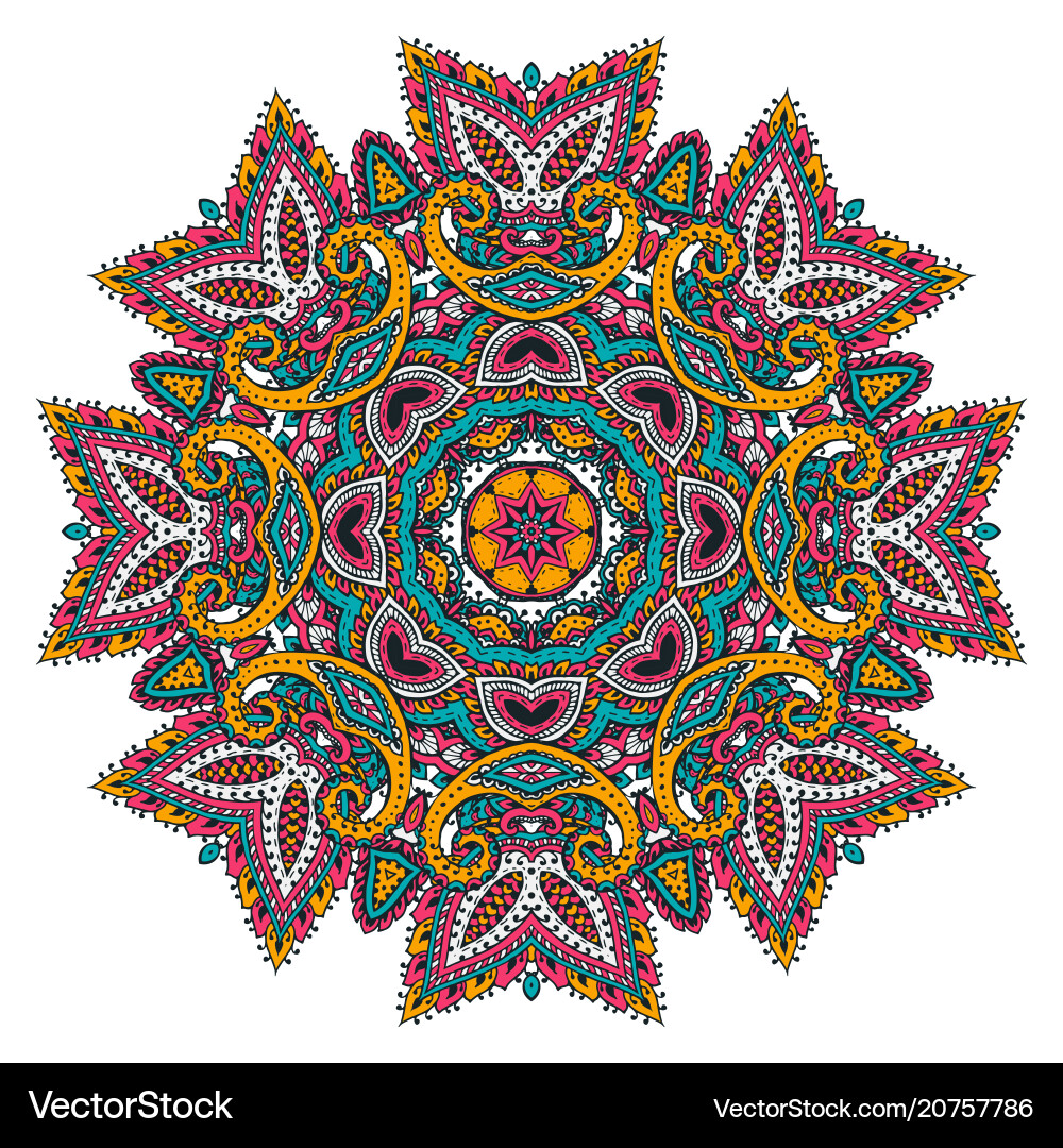 Mandala pattern of henna floral elements Vector Image