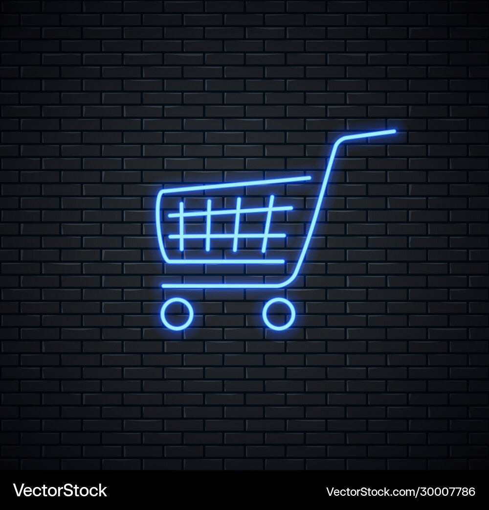 Neon sign a shopping cart Royalty Free Vector Image