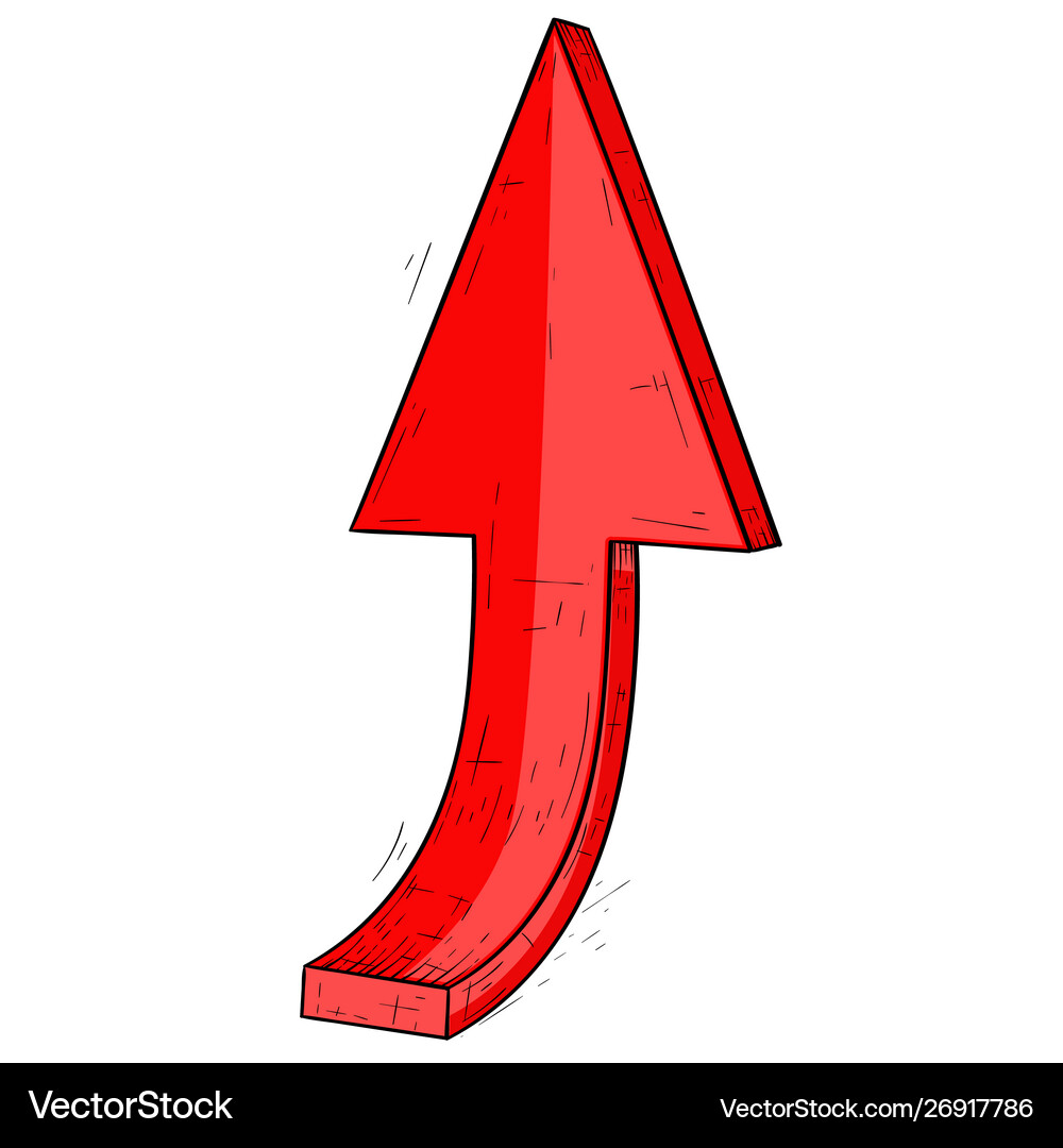 Red up hand drawn arrow sketch icon Royalty Free Vector