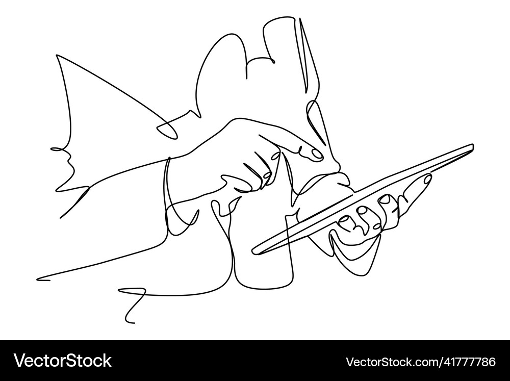 Single continuous line drawing of person play Vector Image