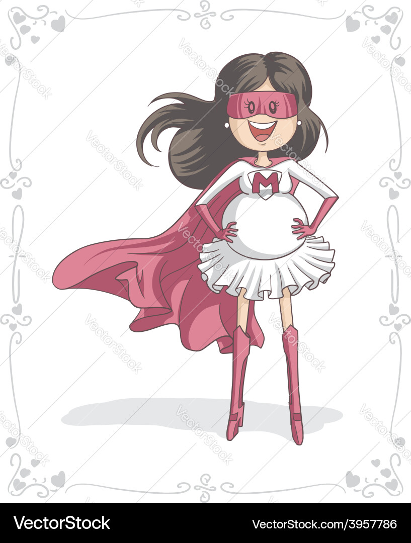 Supermom character and card design Royalty Free Vector Image