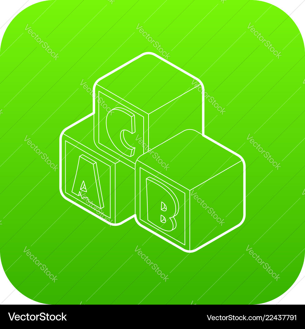 Alphabet cubes with letters abc icon green Vector Image