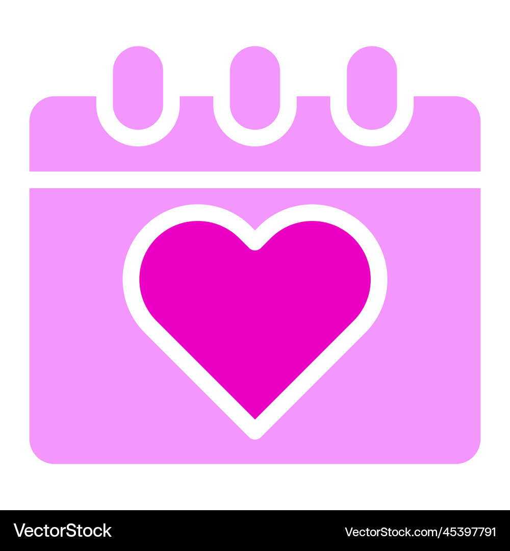 Calendar solid pink valentine and logo icon new Vector Image