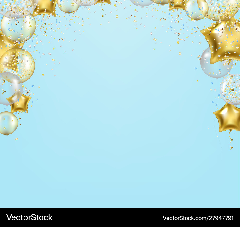 Congratulation card with golden balloons Vector Image