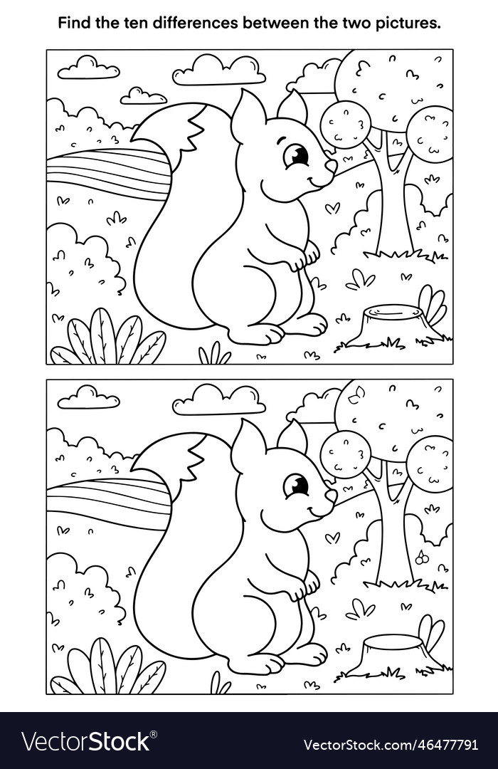 Forest animals theme find the ten differences Vector Image