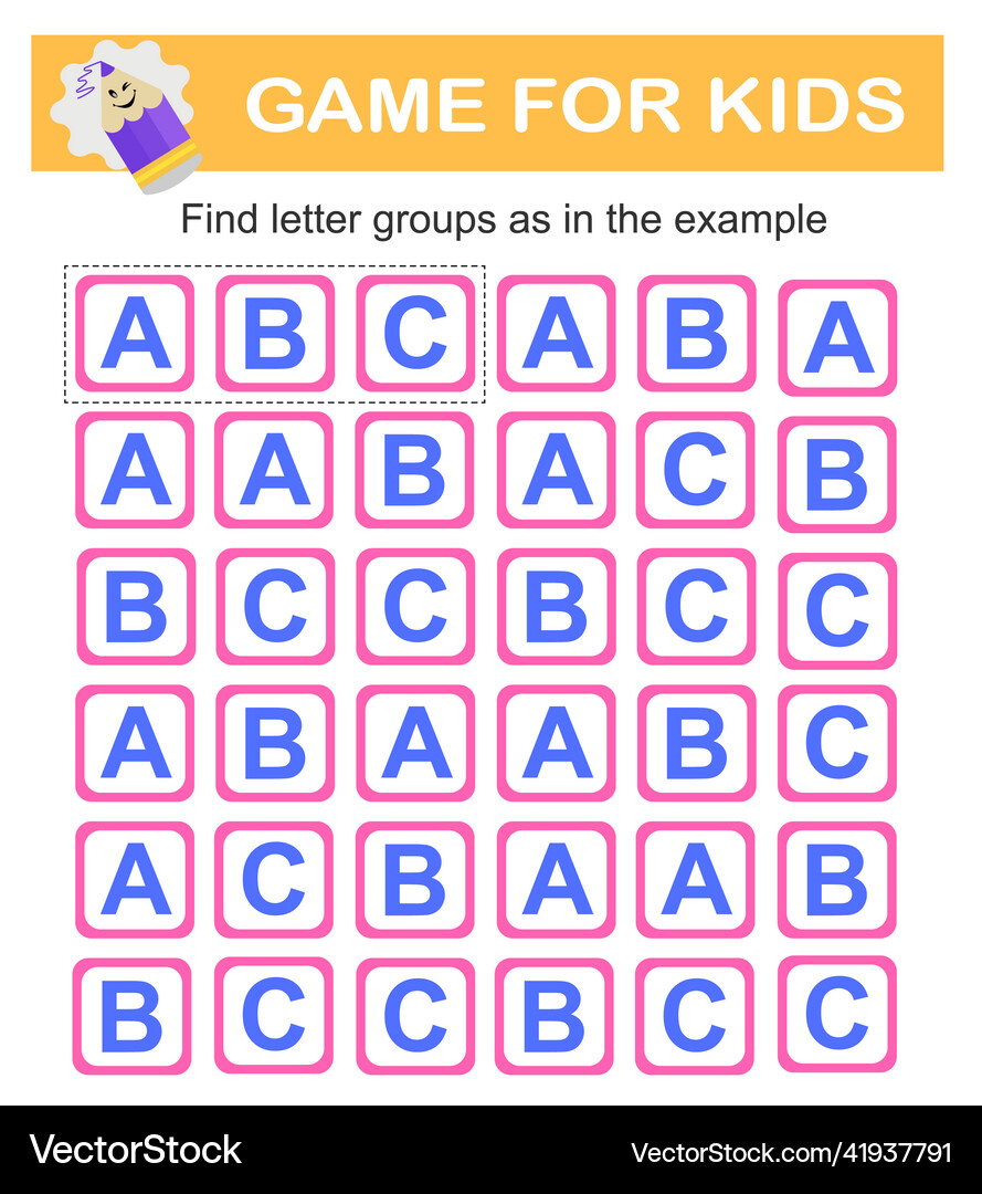 Game for kids attention task preschool worksheet Vector Image