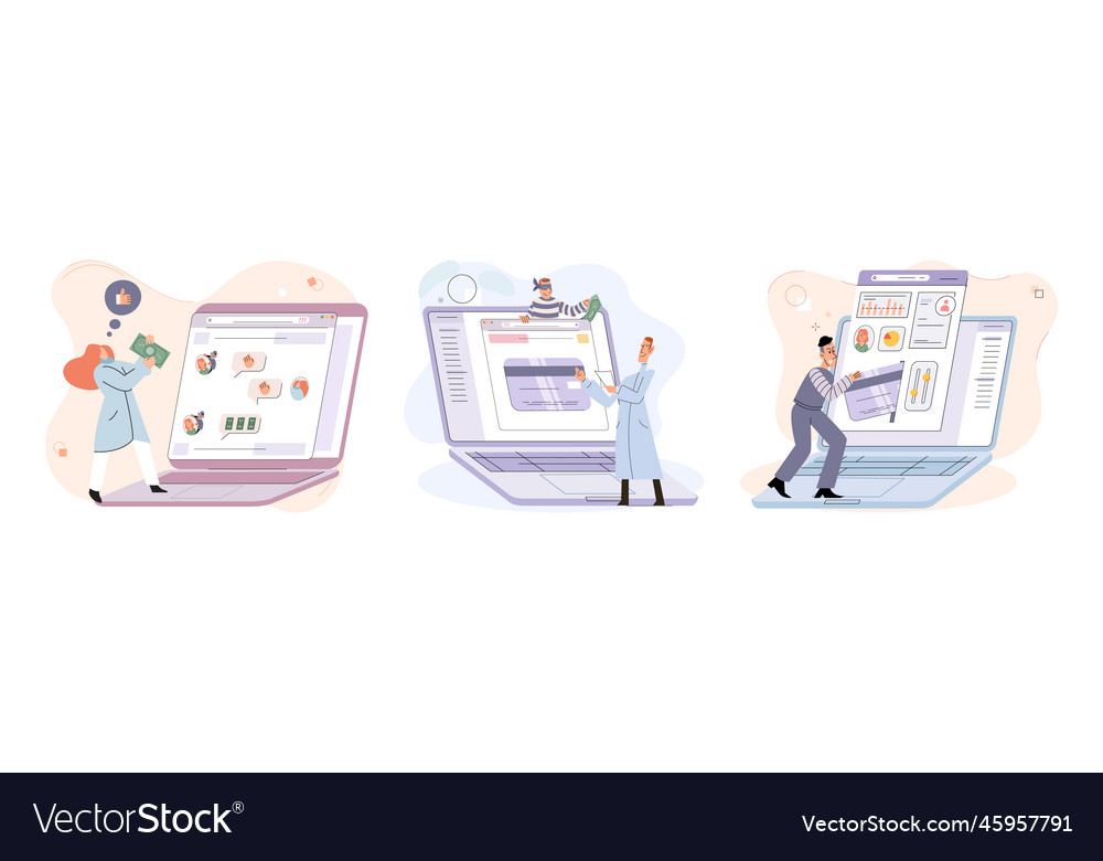 Hacker activity big set hacking computer Vector Image