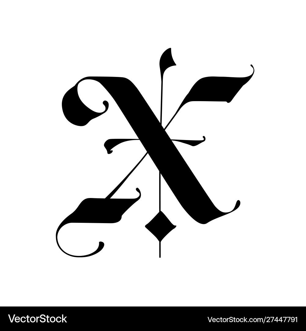 Letter x in gothic style alphabet symbol Vector Image