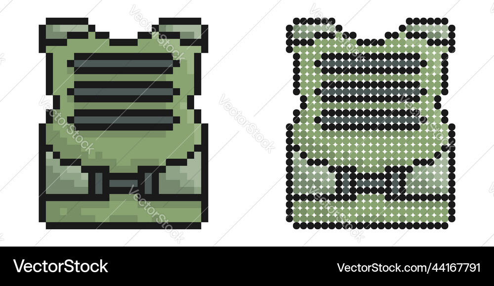 Pixel icon soldier body armor equipment Royalty Free Vector