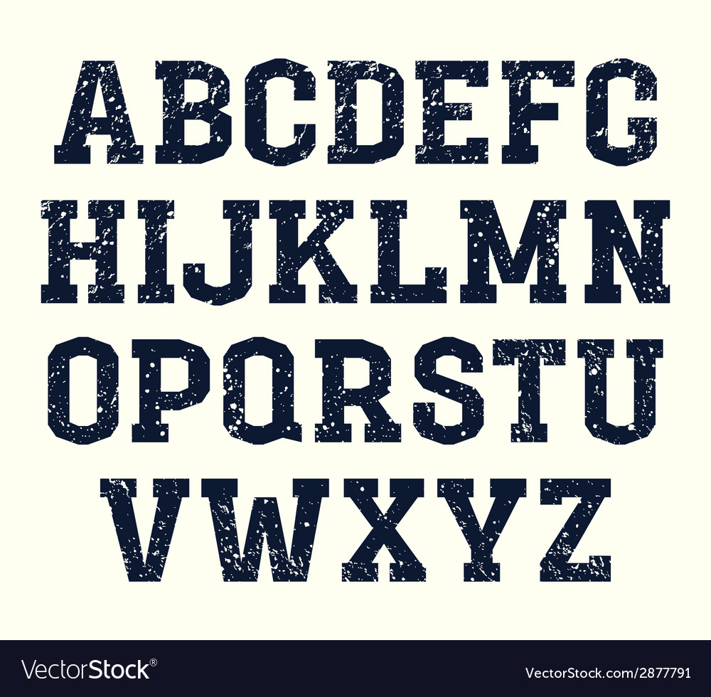Rectangular serif font in the style of college Vector Image
