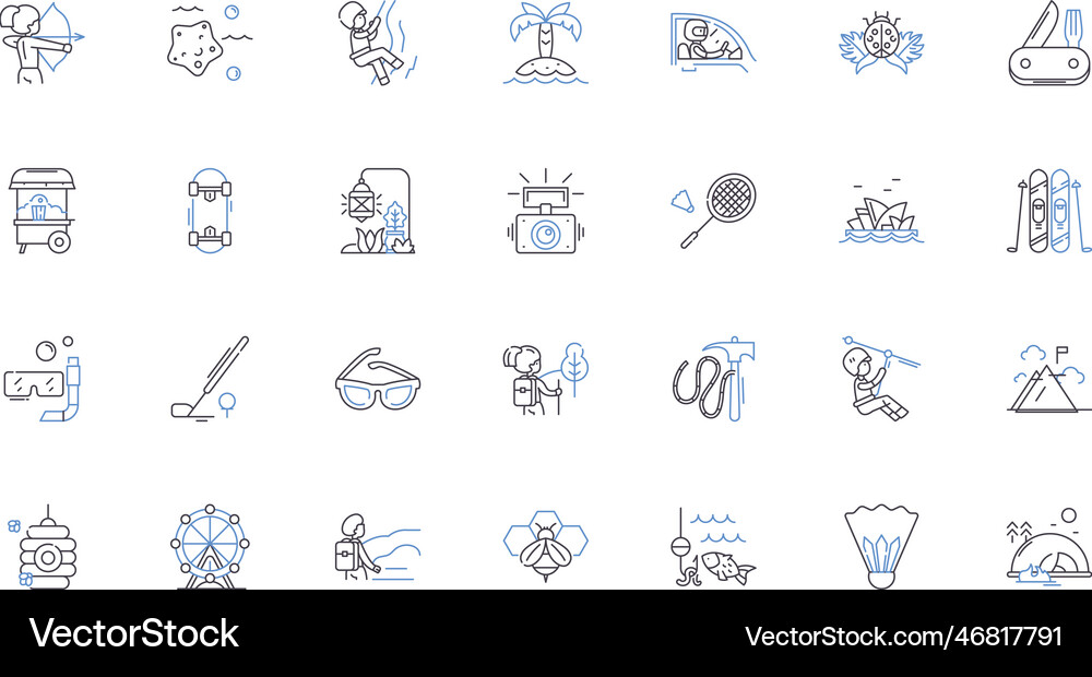 Respite line icons collection break relief Vector Image