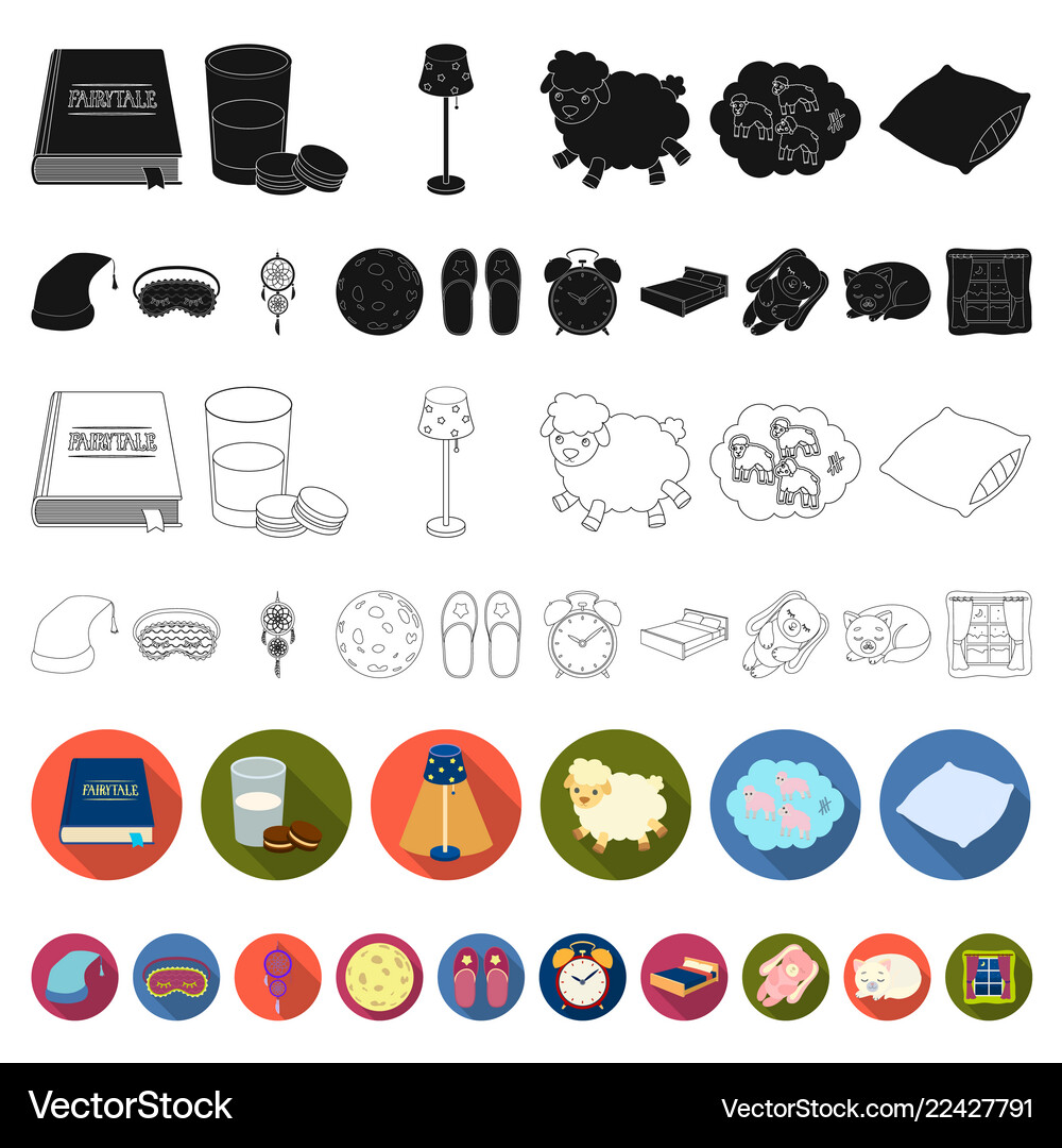 Rest and sleep flat icons in set collection Vector Image