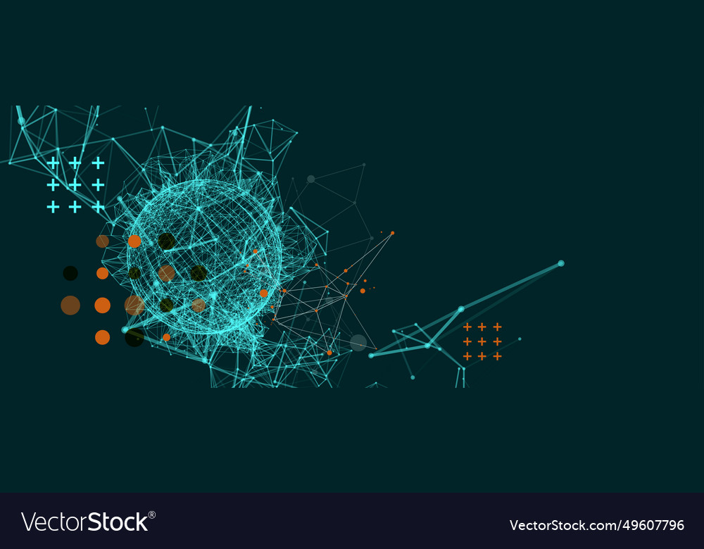 Abstract sphere background with plexus effect 3d Vector Image