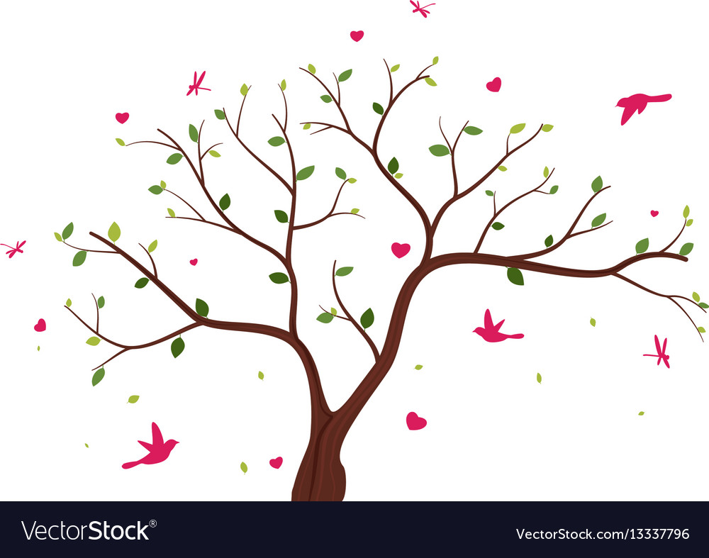 Beautiful tree with birds Royalty Free Vector Image