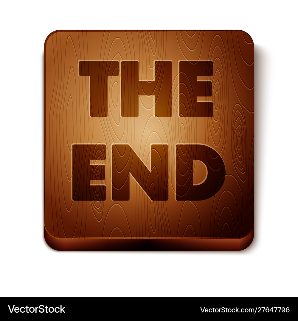 Brown the end handwritten inscription icon Vector Image