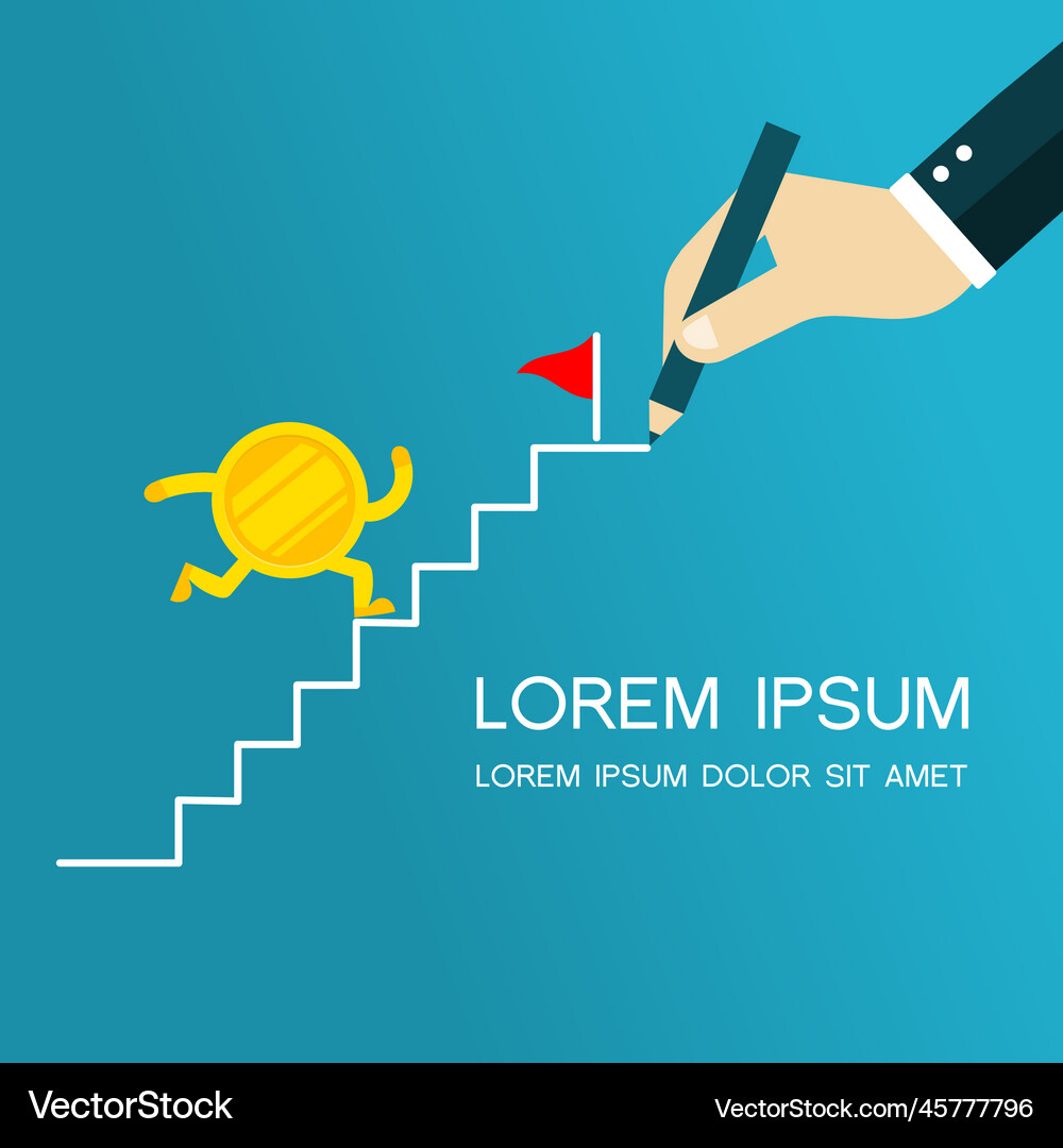 Businessman s hand draw a line leading Royalty Free Vector