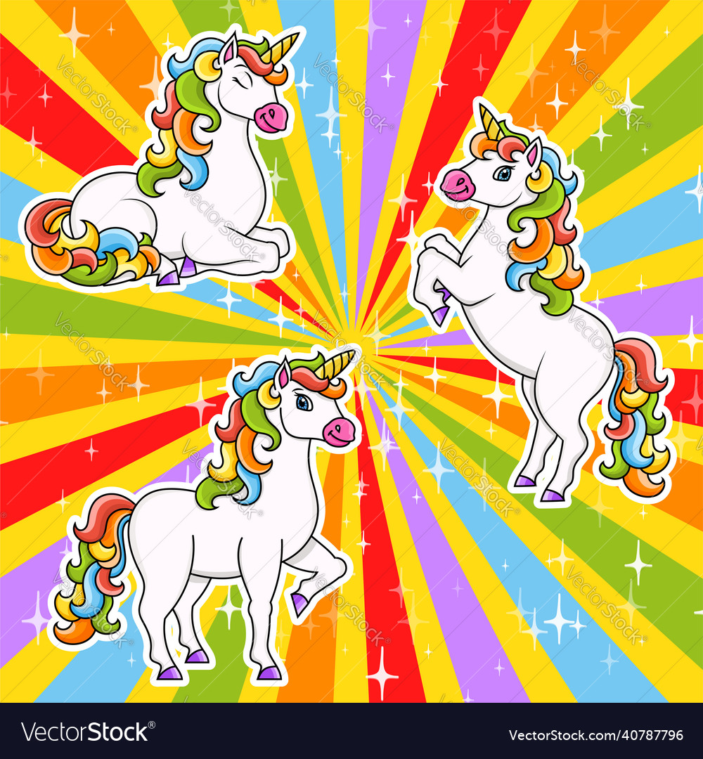 Cute unicorn magic fairy horse cartoon character Vector Image