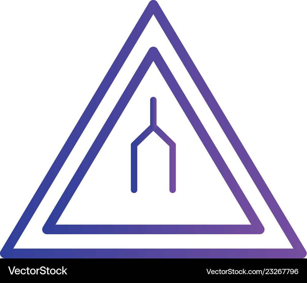 Dual carriageway ends road sign icon Royalty Free Vector