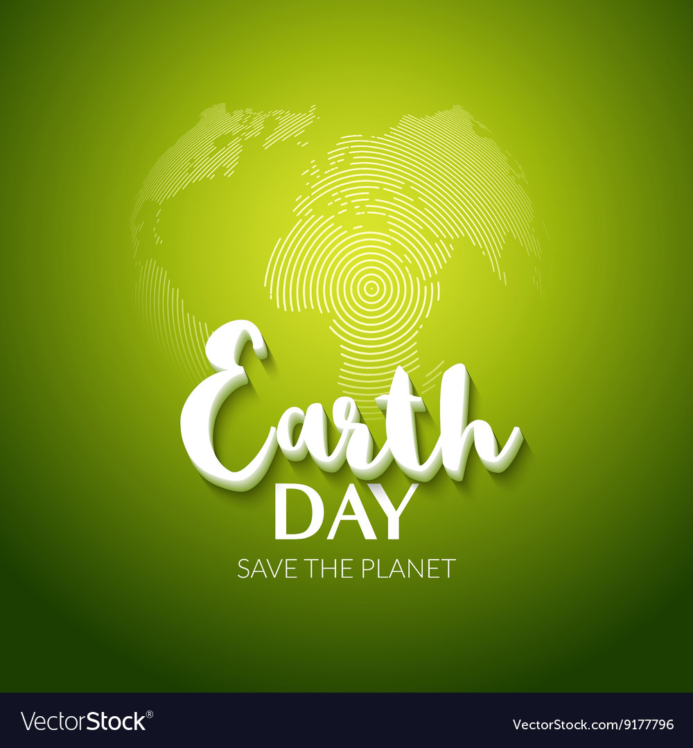 Earth day world map globe sign hand drawn Vector Image
