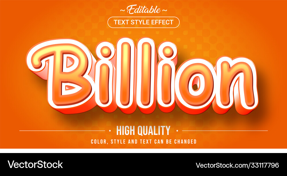 Editable text style effect - billion theme style Vector Image
