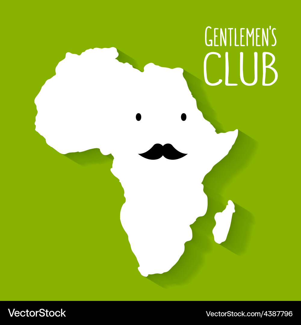 Fun moustache flat cartoon africa map gentleman Vector Image