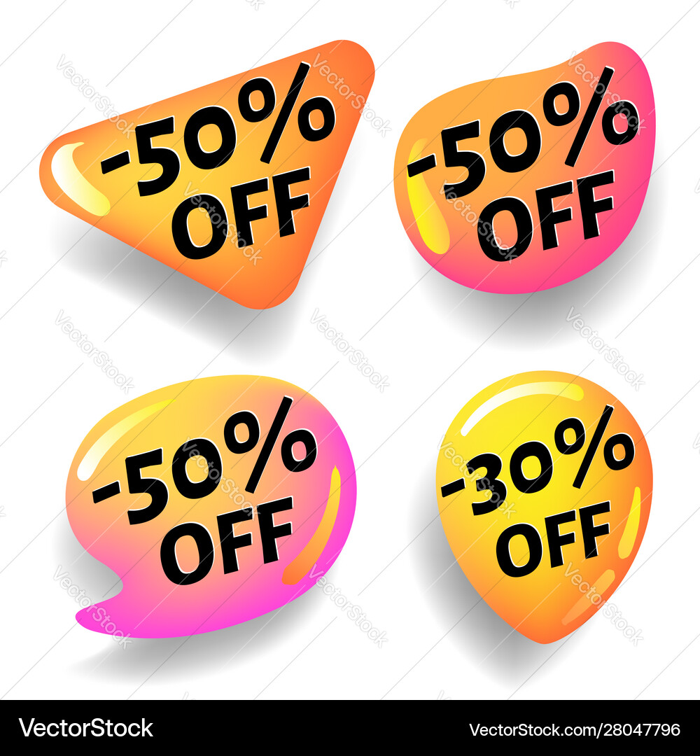 Glossy discount stickers for design advertising Vector Image