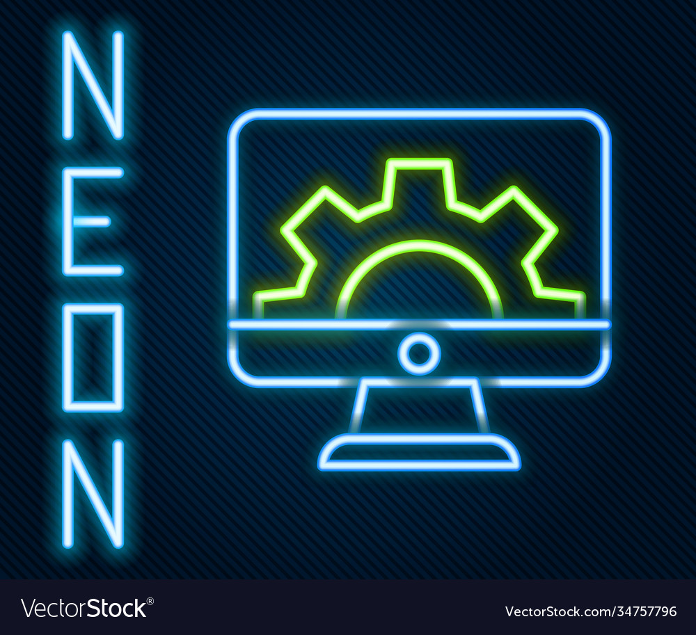 Glowing neon line software web development Vector Image