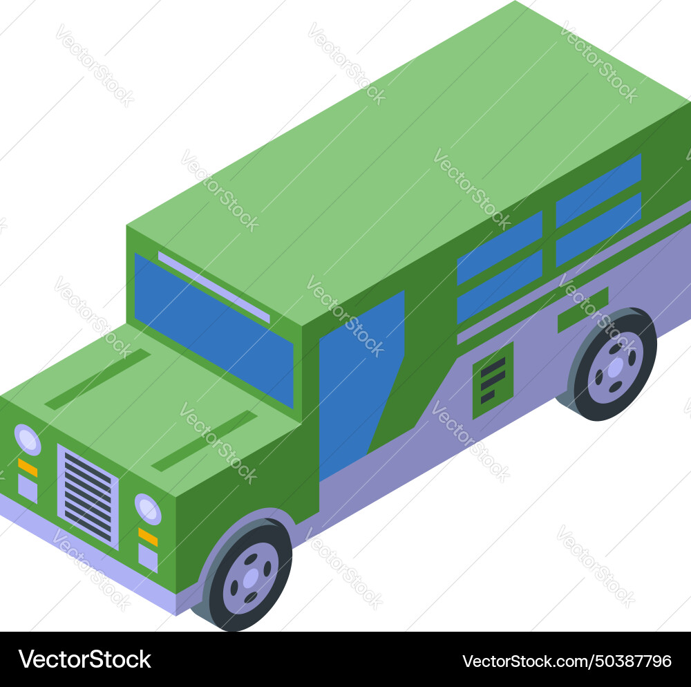 Green jeepney icon isometric tourism Royalty Free Vector