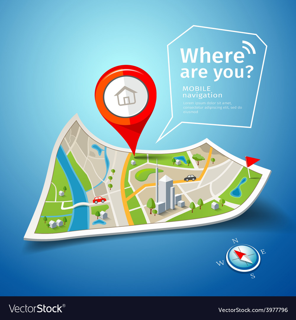 Map points navigatorfolded maps navigation Vector Image