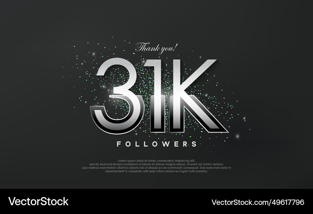 Silver metallic thank you so much for 31k Vector Image