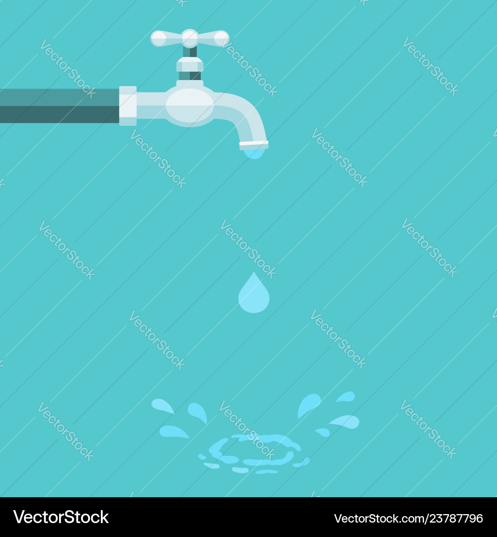 Water tap dripping with drop and splash Royalty Free Vector