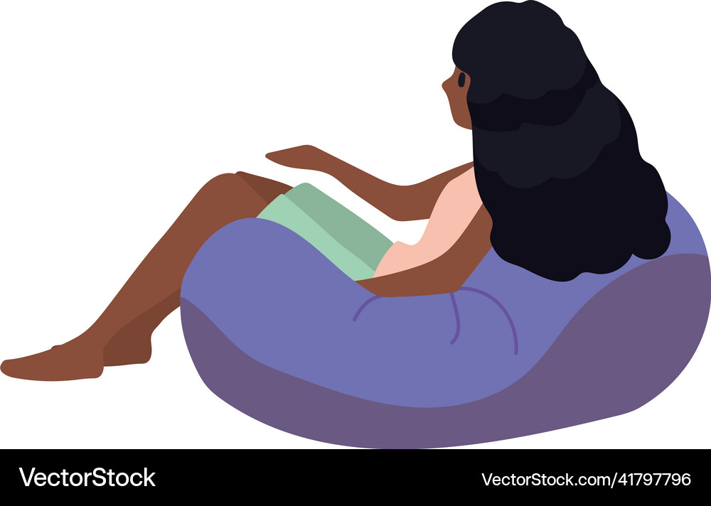 Woman sitting in bean bag Royalty Free Vector Image