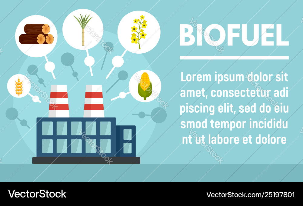 Biofuel factory concept banner flat style Vector Image