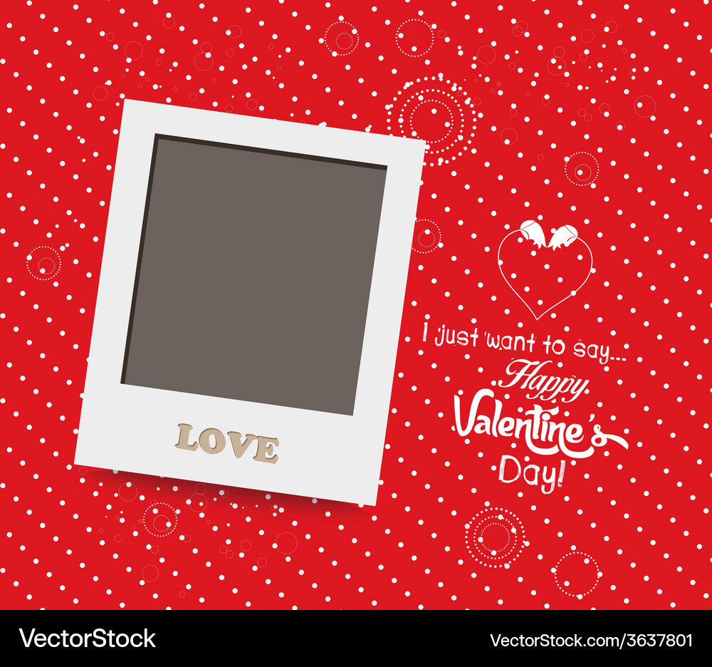 Blank instant photo frame lovely on red background
