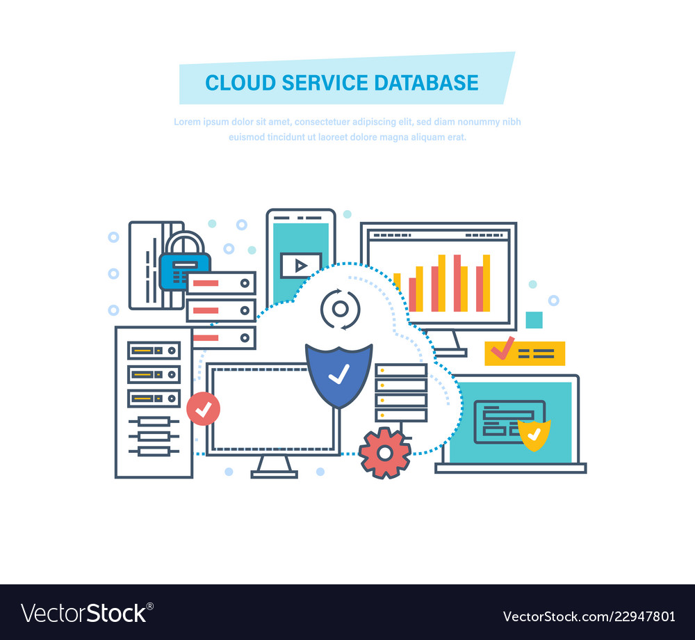 Cloud service database computing network data Vector Image