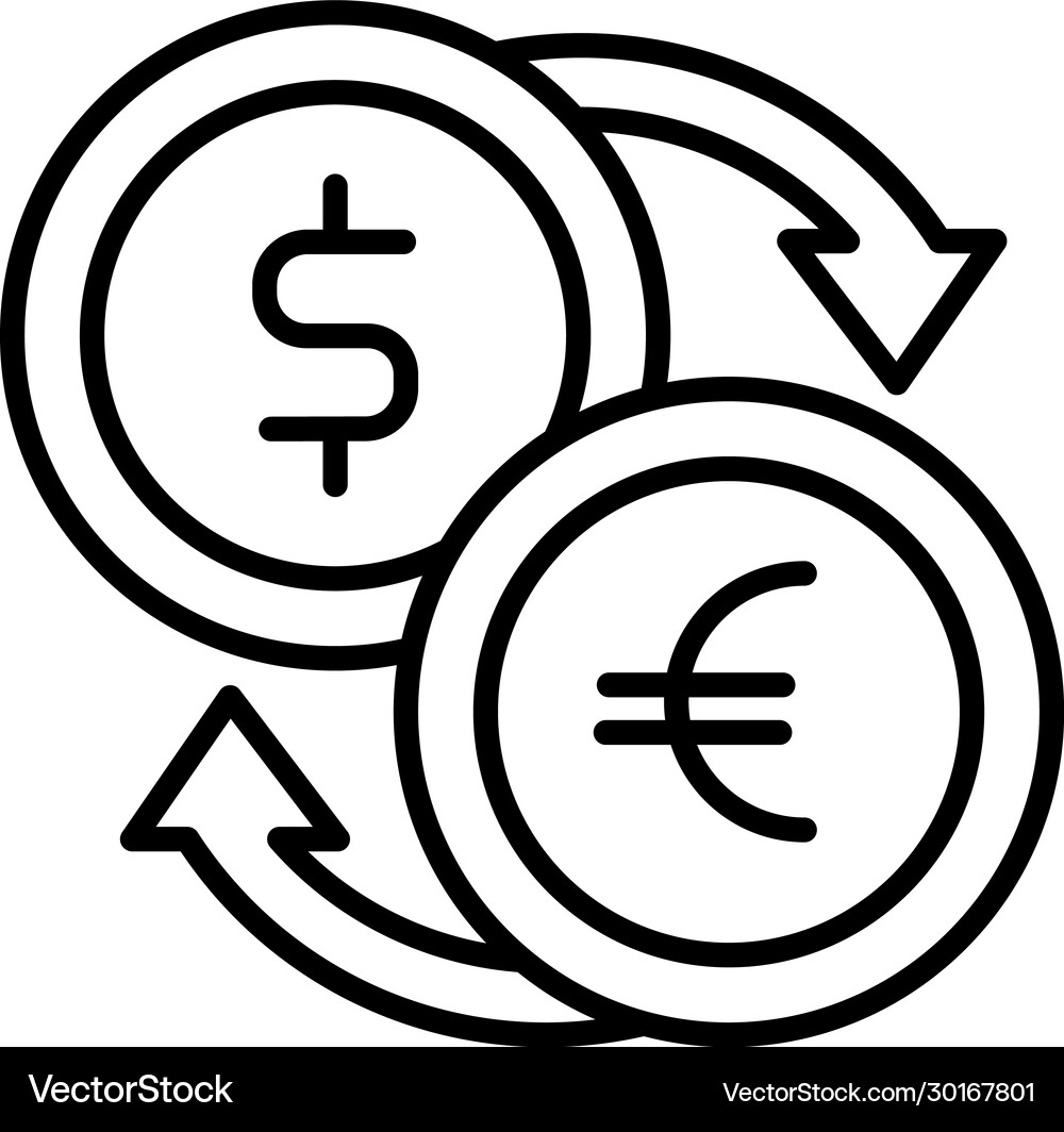 Dollar and euro coins line style Royalty Free Vector Image