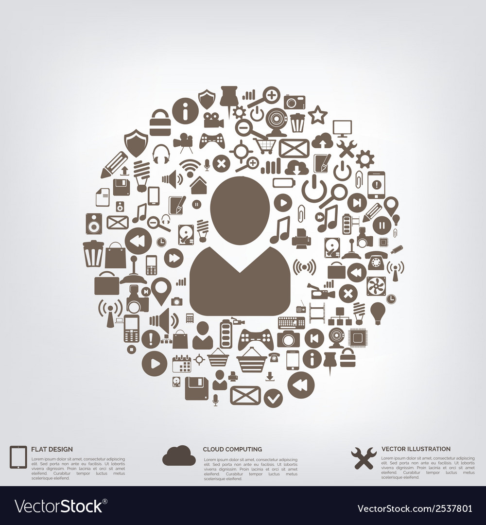 Flat abstract background with web icons interface Vector Image