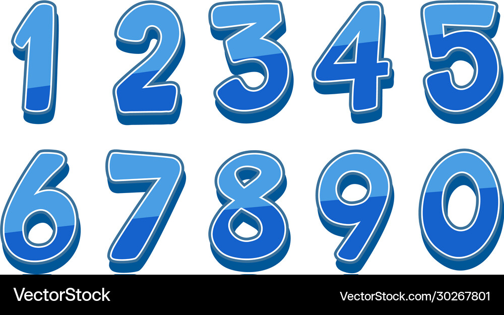 Font design for numbers one to zero on white Vector Image