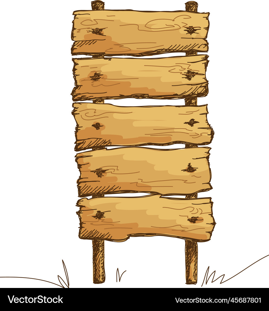 Hand drawn wooden sign board Royalty Free Vector Image