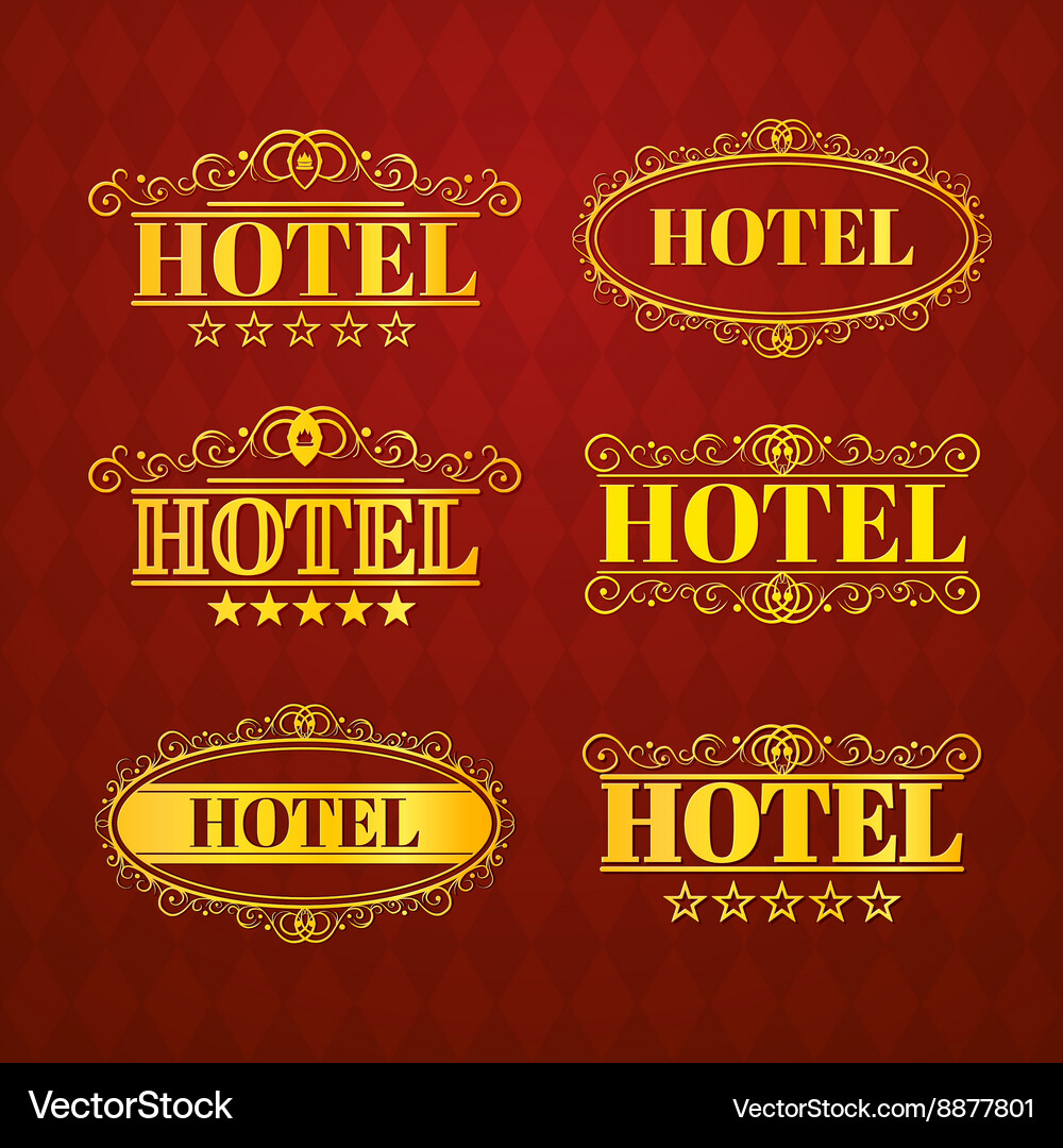 Hotel vintage golden labels Royalty Free Vector Image