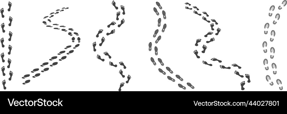 Human feet traces foot steps silhouettes Vector Image