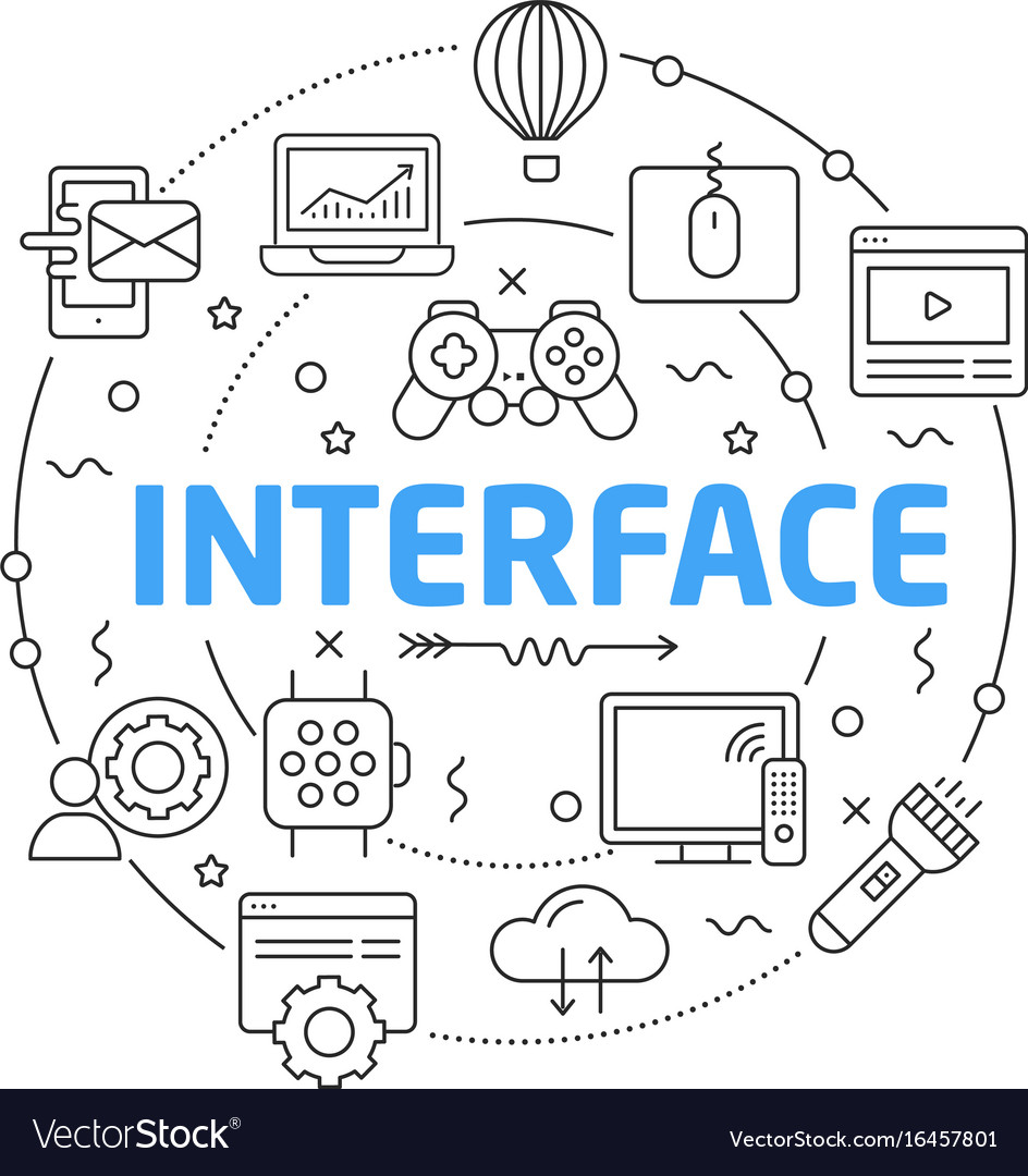 Line flat circle interface Royalty Free Vector Image