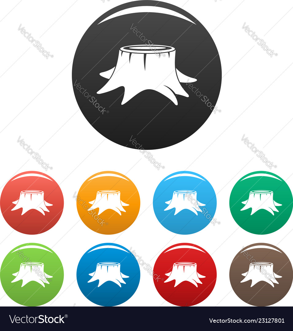 Young tree stump icons set color Royalty Free Vector Image