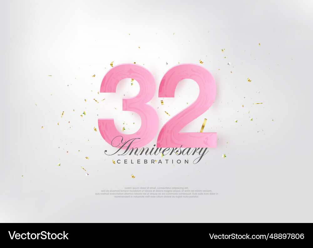 32nd anniversary celebration with beautiful pink Vector Image