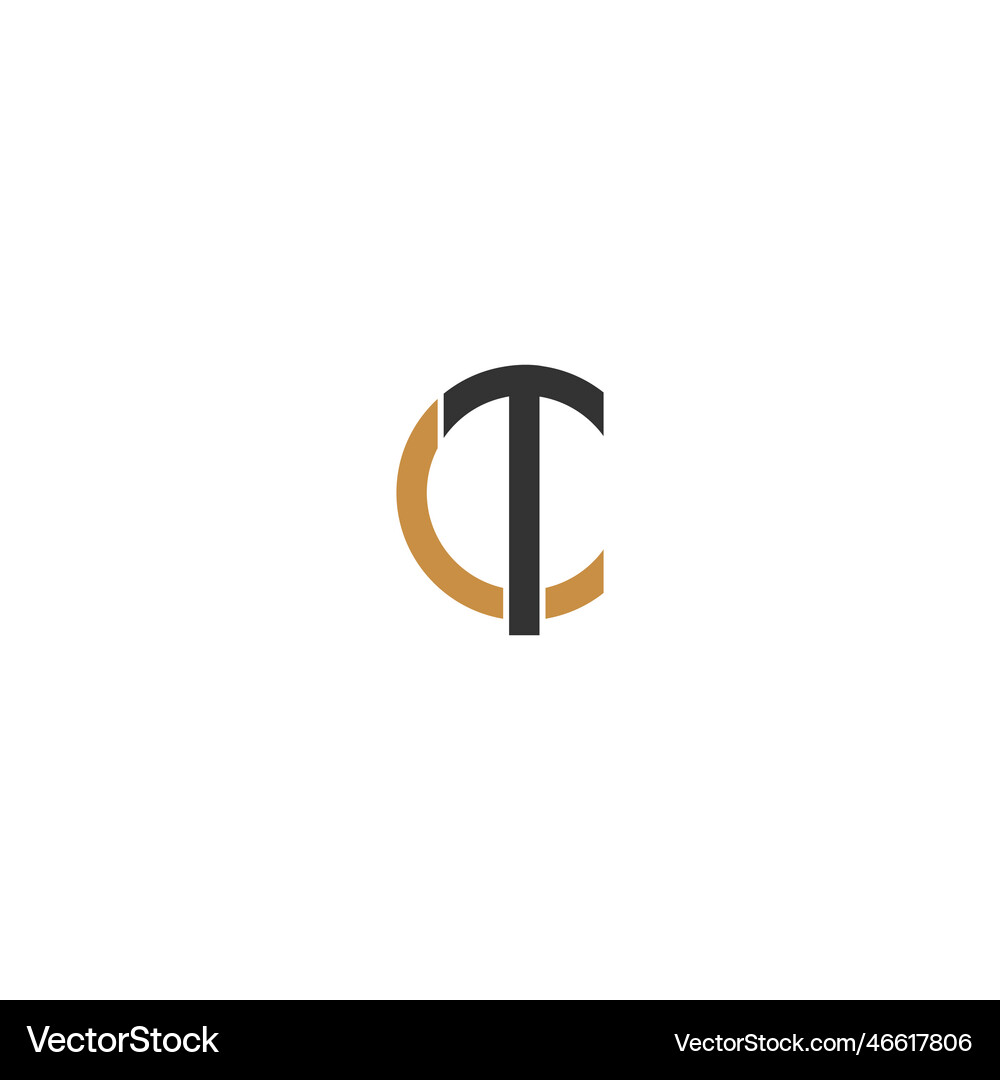 Alphabet initials logo ct tc c and t Royalty Free Vector