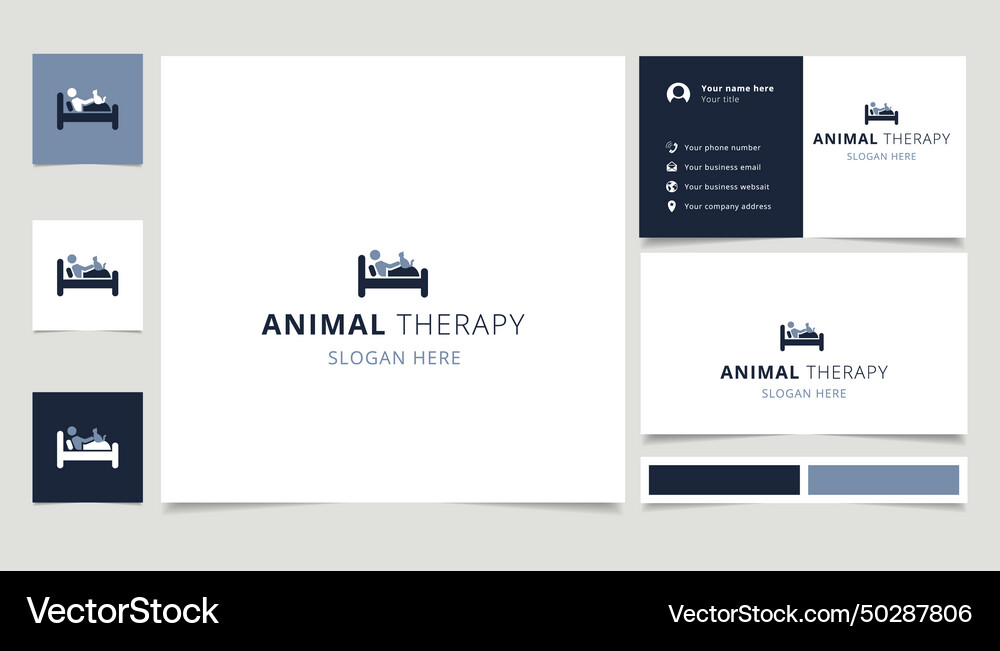 Animal therapy logo design with editable slogan Vector Image