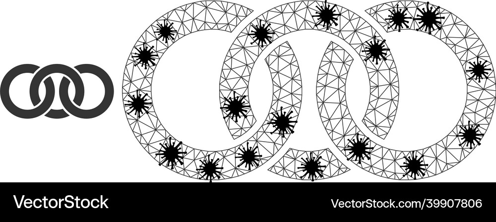 Carcass mesh circle chain link icons with covid19 Vector Image