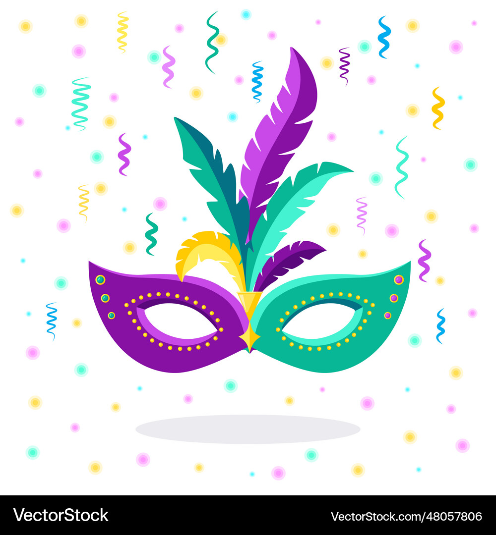 Carnival mask with feathers isolated on white Vector Image