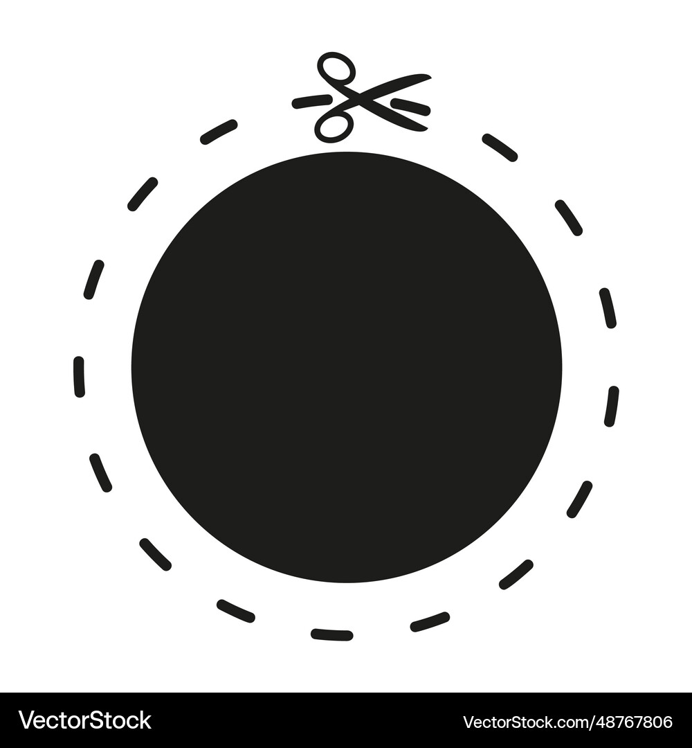 Cut line icon with scissor here guidance Vector Image
